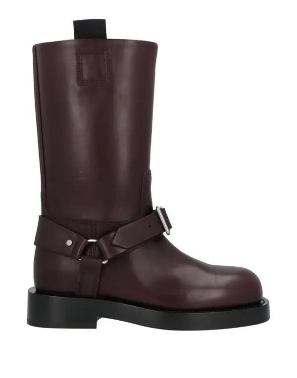 Burberry Leather Riding Boots With Buckle Detail - Plum