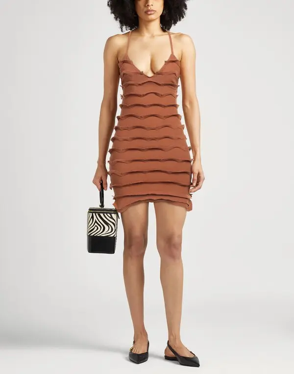 Blumarine Ribbed Ruffled Mini Dress