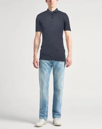 120% Lino Polo Shirt Size Linen - Blue