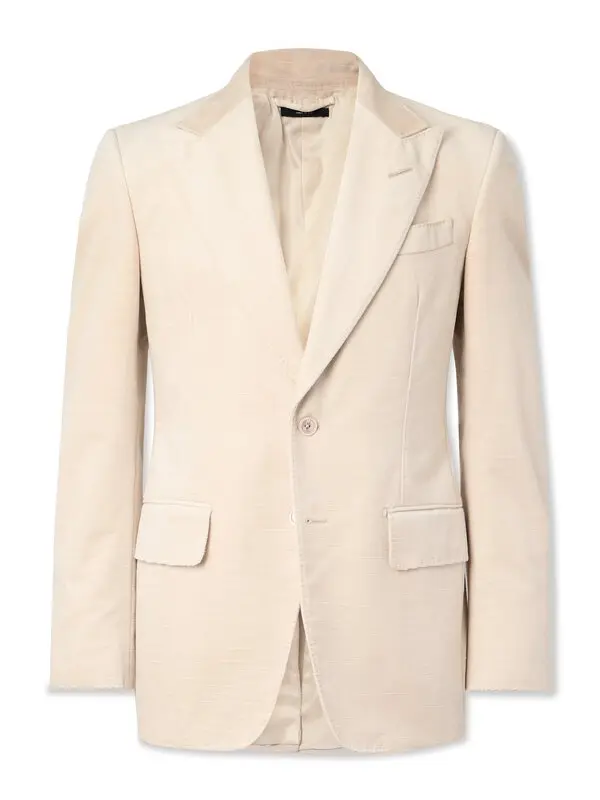 TOM FORD Shelton Slim-fit Cotton-velvet Blazer - Neutrals