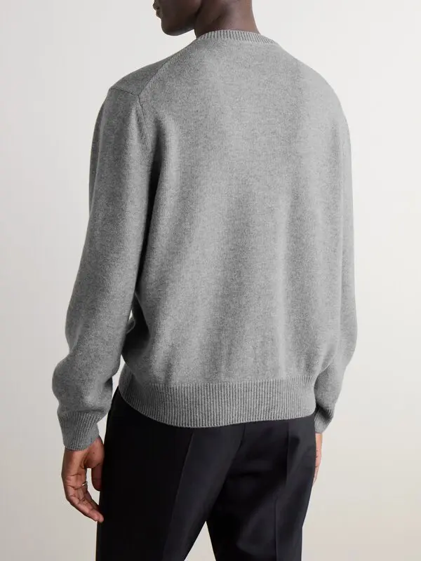 Loewe Anagram Logo-embroidered Wool Sweater - Gray