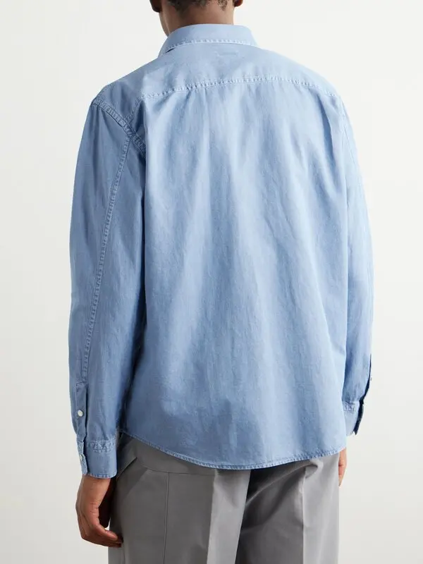 Zegna Cotton And Linen-blend Chambray Shirt