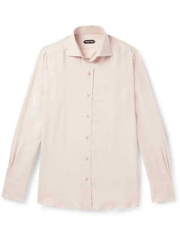 TOM FORD Slim-fit Cutaway-collar Twill Shirt - Pink