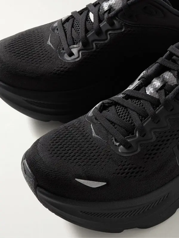 HOKA® Bondi 9 Rubber-trimmed Mesh Sneakers - Black