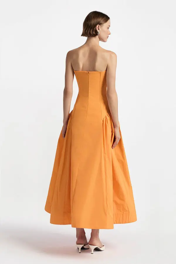 Lela Rose Taffeta Strapless Full Skirt Dress In Orange - 50% Off |  Editorialist