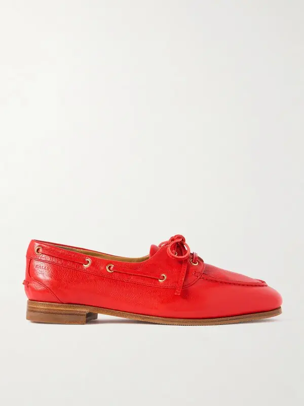Bally Pathy Leather Boat Shoes - Red