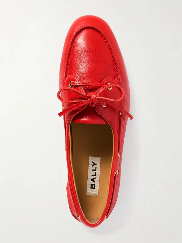 Bally Pathy Leather Boat Shoes - Red