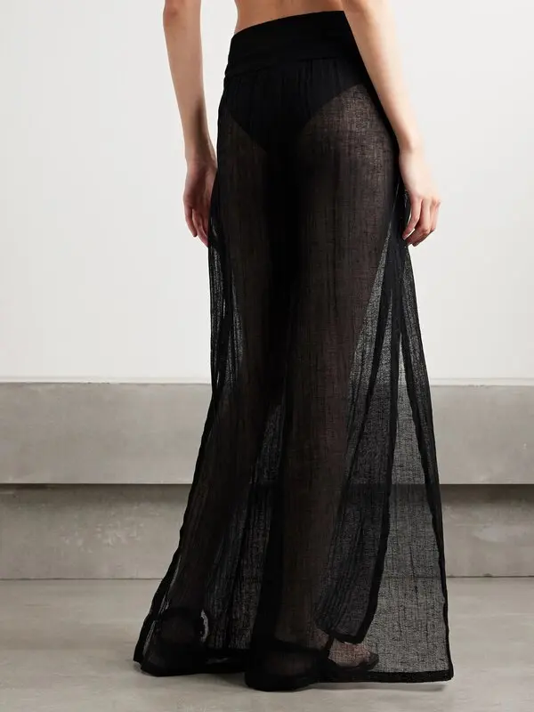 Lisa Marie Fernandez Embellished Belted Wide-leg Pants - Black