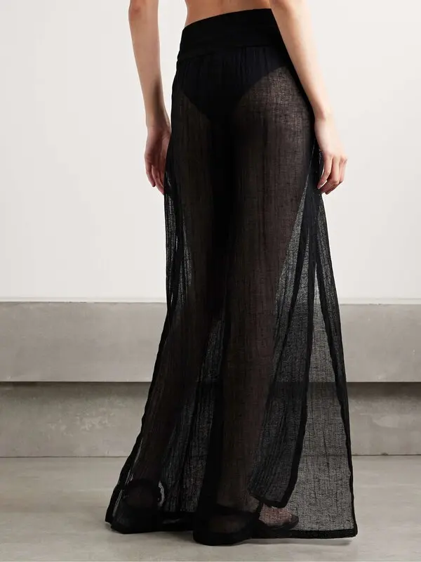 Lisa Marie Fernandez Embellished Belted Wide-leg Pants - Black