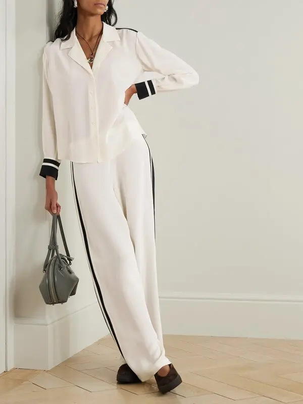 FRAME Striped Silk-crepe Shirt
