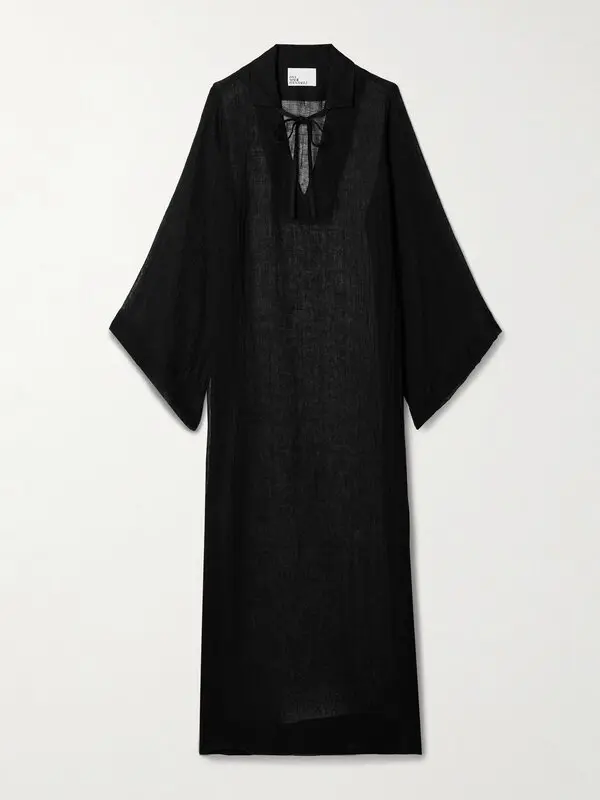 Lisa Marie Fernandez Linen-blend Gauze Kaftan - Black