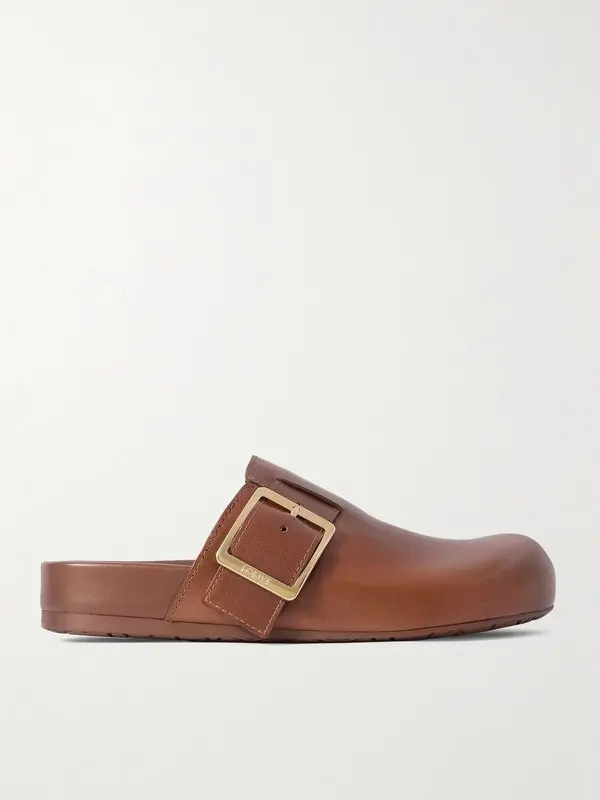 Loewe Ease Buckled Leather Mules - Brown