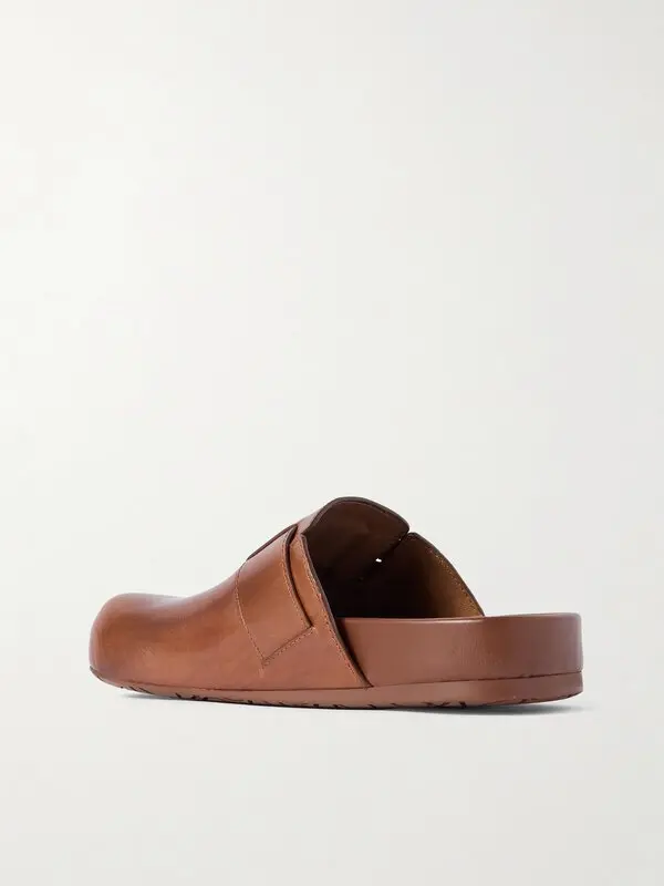 Loewe Ease Buckled Leather Mules - Brown