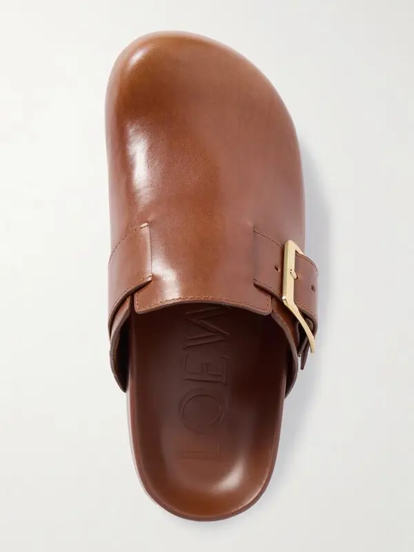 Loewe Ease Buckled Leather Mules - Brown