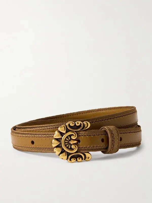 Etro Cord-trimmed Leather Belt - Brown