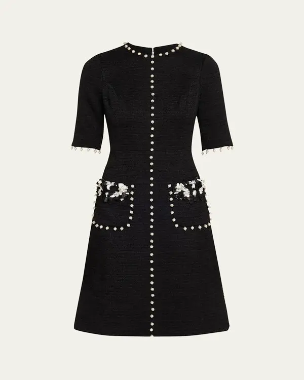 Rickie Freeman For Teri Jon Bead-embellished Boucle Dress