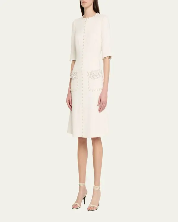 Rickie Freeman For Teri Jon Bead-embellished Boucle Dress