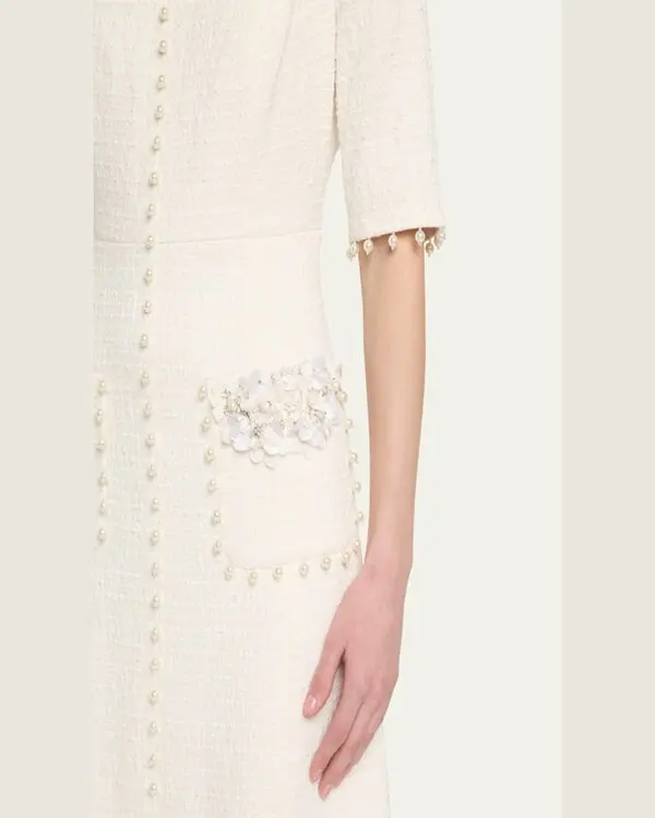 Rickie Freeman For Teri Jon Bead-embellished Boucle Dress