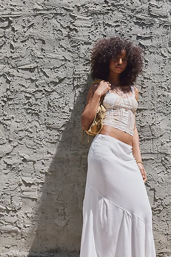 Free People Sweet On You Bias-cut Maxi Slip Skirt - Clean Ivory
