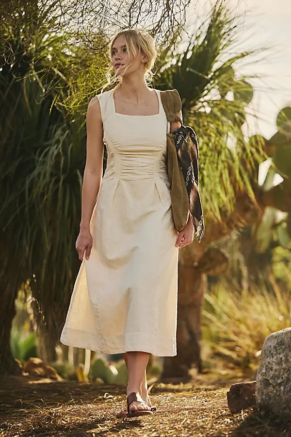 Free People Cartagena Cotton-Linen Maxi Dress In Fren Dew - 54% Off |  Editorialist
