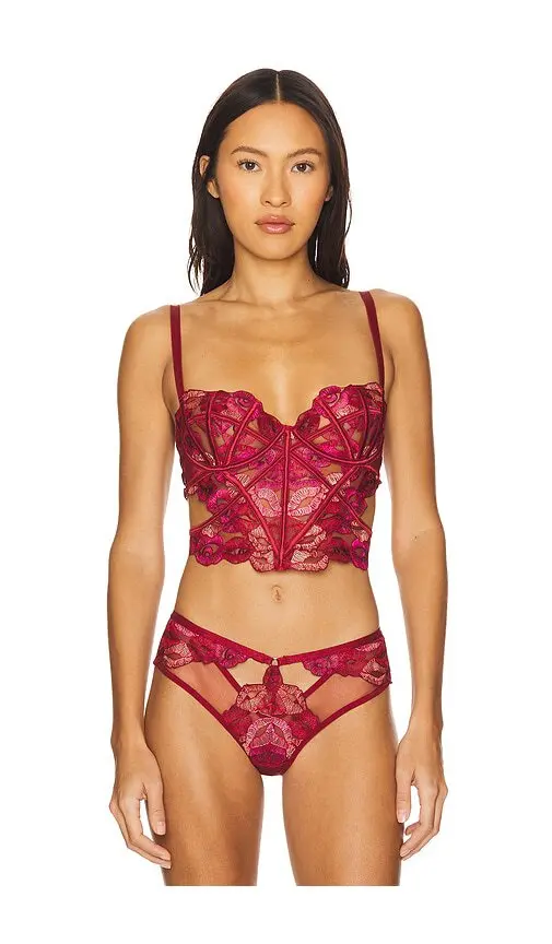 THISTLE AND SPIRE Eye Candy Bustier In Burgundy - Ruby