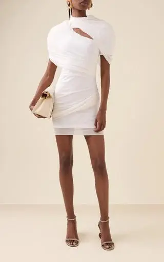 Jacquemus Castagna Cutout Draped Chiffon Mini Dress
