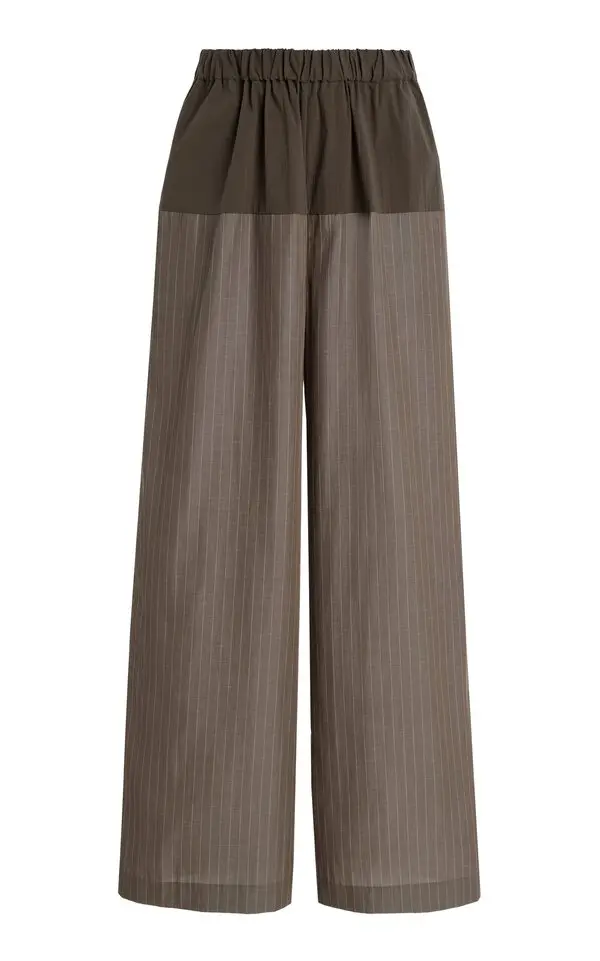 ST. AGNI Spliced Twill Wide-leg Pants
