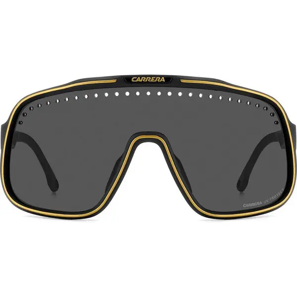 Carrera Eyewear 99mm Mask Shield Sunglasses - Matte Black Gold/ Grey