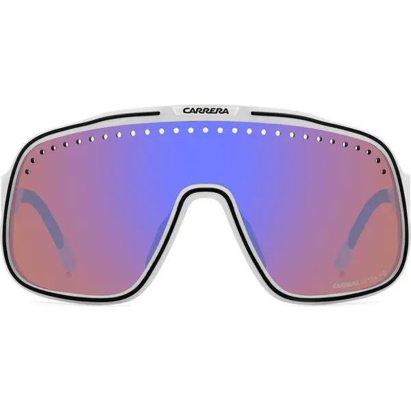 Carrera Eyewear 99mm Mask Shield Sunglasses - Matte White/ Blue Ml Hc
