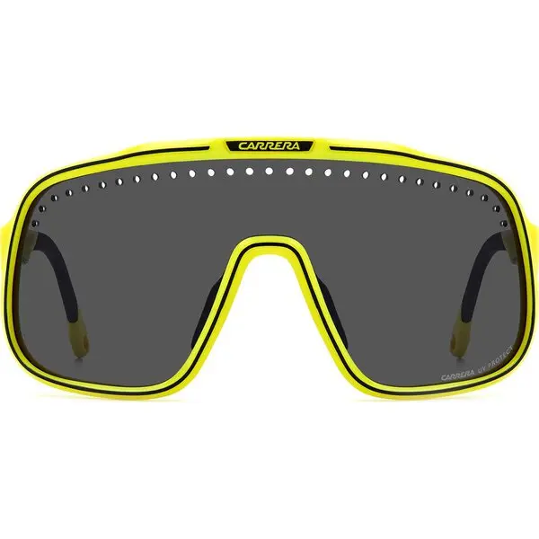 Carrera Eyewear 99mm Mask Shield Sunglasses - Yellow Black/ Grey