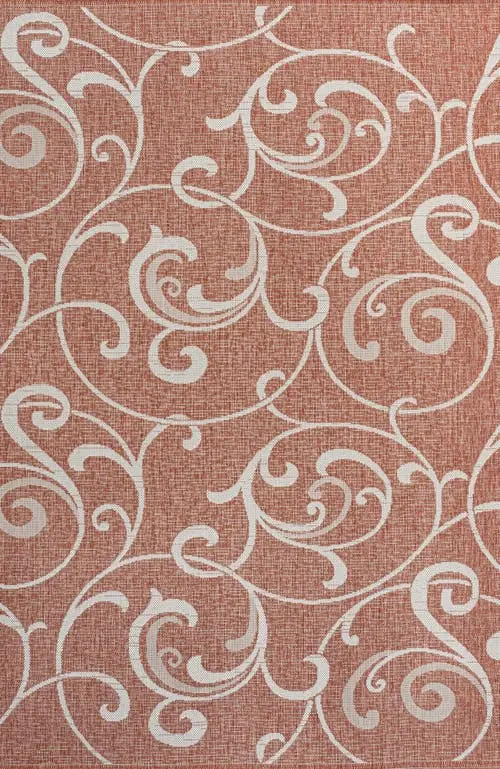 JONATHAN Y Maribel Traditional Classic All-over Scroll Indoor/outdoor Area Rug - Salmon/cream