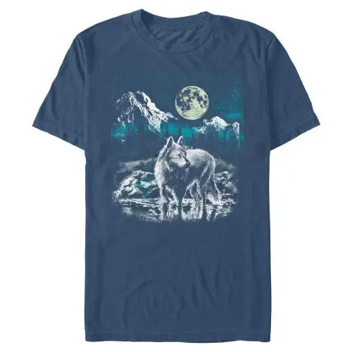 LOST GODS Classic Wolf Scene Short Sleeve Graphic T-shirt