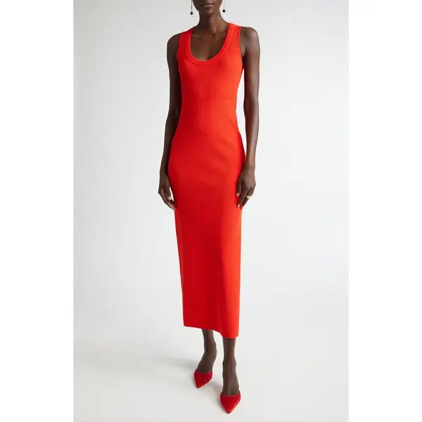 St. John Scoop Neck Fine Rib Tank Dress