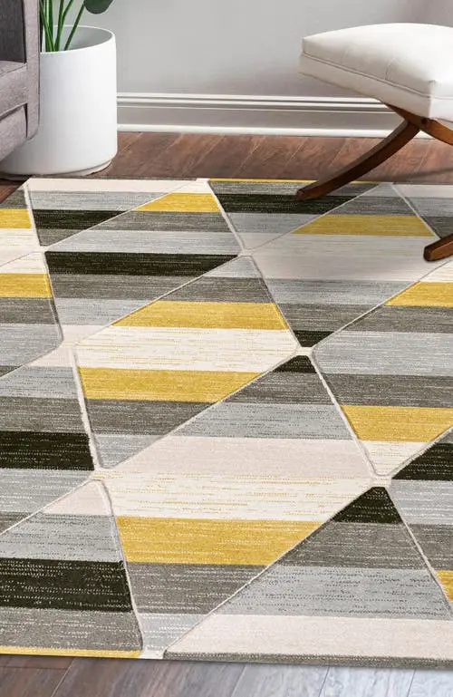 JONATHAN Y Kehoe Retro Diamonds Geometric Area Rug - Yellow/gray/cream