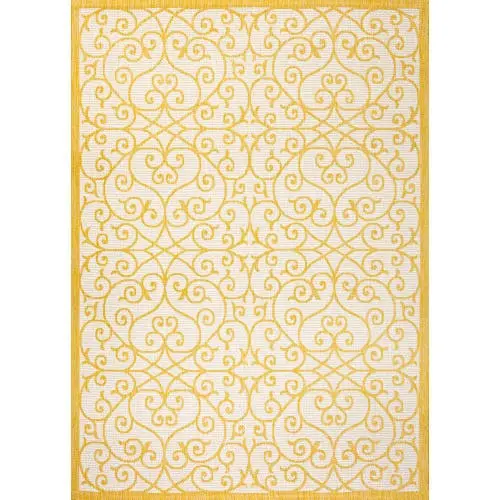 JONATHAN Y Madrid Vintage Filigree Textured Weave Indoor/outdoor Area Rug - Cream/yellow