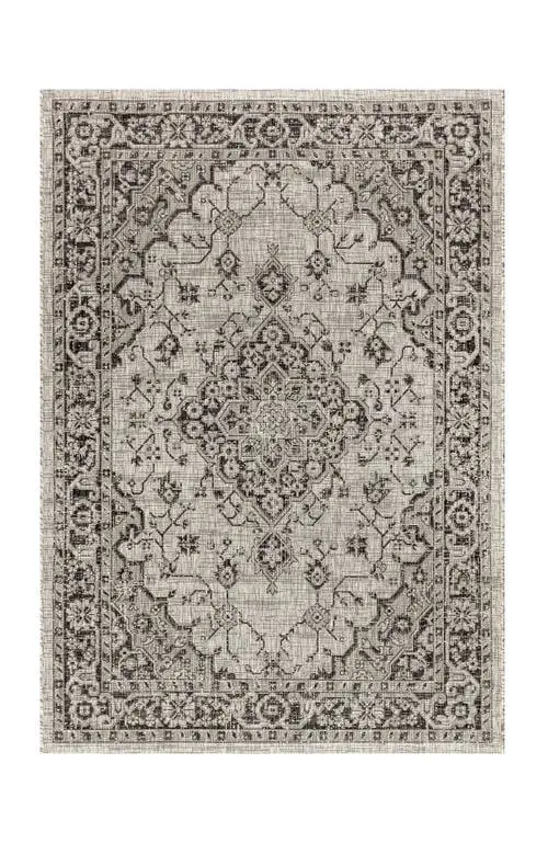 JONATHAN Y Rozetta Boho Medallion Textured Weave Indoor/outdoor Area Rug - Gray/black