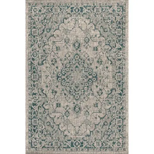 JONATHAN Y Rozetta Boho Medallion Textured Weave Indoor/outdoor Area Rug - Gray/teal
