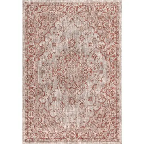 JONATHAN Y Rozetta Boho Medallion Textured Weave Indoor/outdoor Area Rug - Red/taupe
