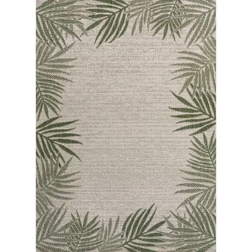 JONATHAN Y Isla Coastal Cottage Palm Frond Border Indoor/outdoor Area Rug - Green/cream
