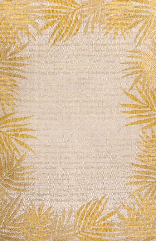 JONATHAN Y Isla Coastal Cottage Palm Frond Border Indoor/outdoor Area Rug - Yellow/cream