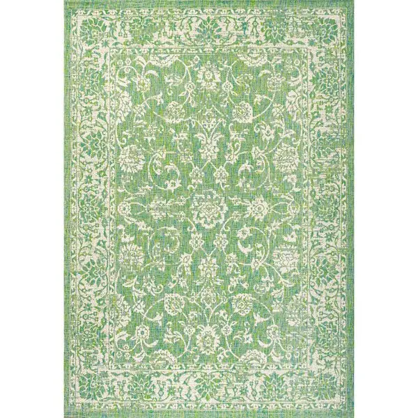 JONATHAN Y Tela Bohemian Textured Weave Floral Indoor/outdoor Area Rug - Cream/green