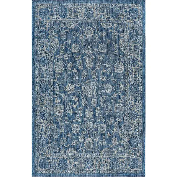 JONATHAN Y Tela Bohemian Textured Weave Floral Indoor/outdoor Area Rug - Navy/gray