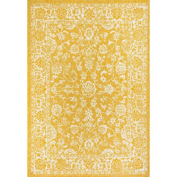 JONATHAN Y Tela Bohemian Textured Weave Floral Indoor/outdoor Area Rug - Yellow/cream