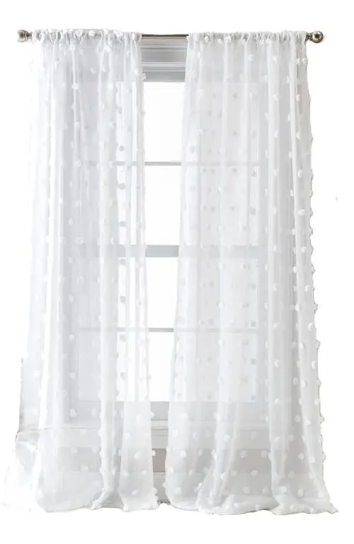 Dkny Ella Floral Print Set Of 2 Poletop Curtain Panels - White