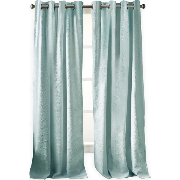 Dkny Chrysanthemum Floral Grommet Curtains - Aqua
