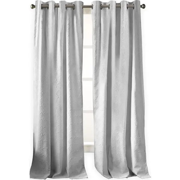 Dkny Chrysanthemum Floral Grommet Curtains - Grey