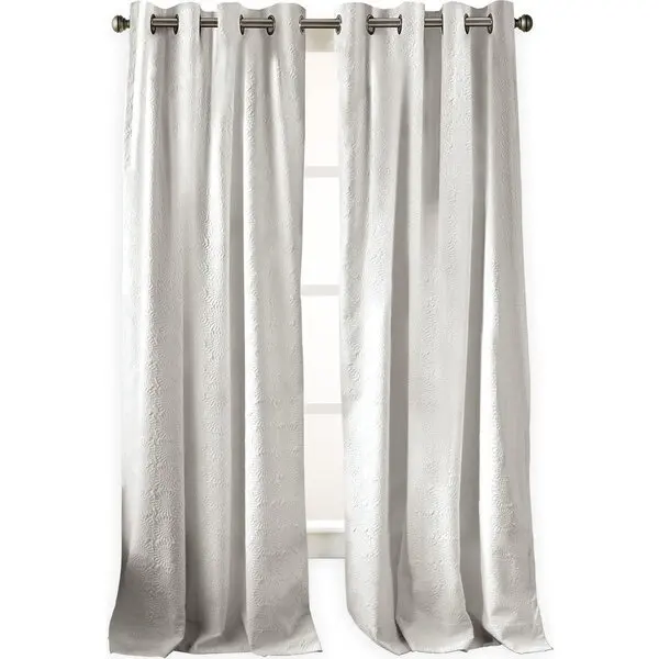 Dkny Chrysanthemum Floral Grommet Curtains - White