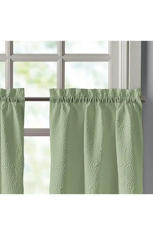 Dkny Chrysanthemum Set Of 2 Floral Tier Curtains - Sage