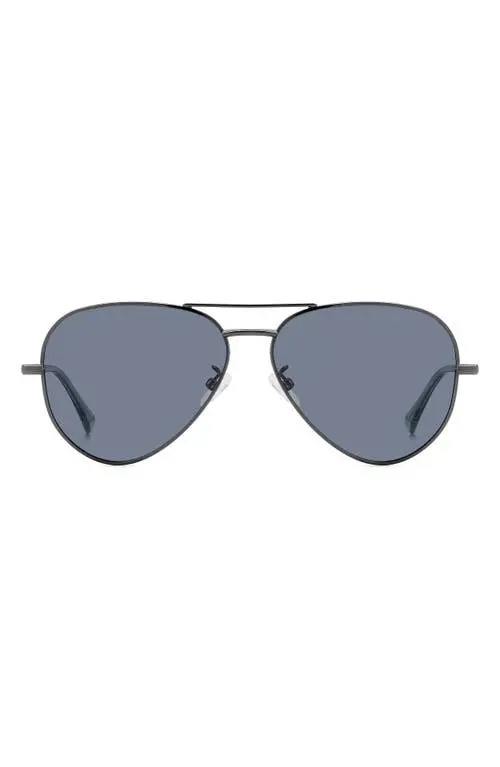 POLAROID 59mm Polarized Aviator Sunglasses - Dark Ruthenium/ Blue Polar