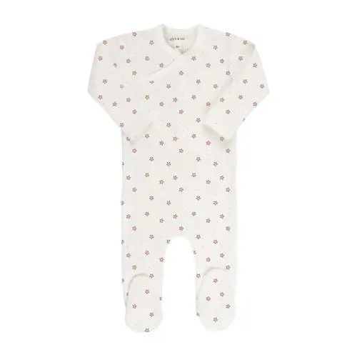 ELY'S & CO. Baby Cotton Ribbed Zipper Footie - Floral Pin Dot